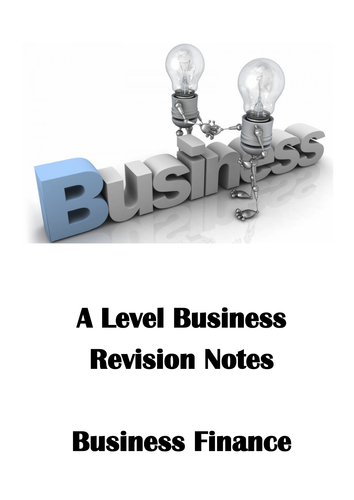 Eduqas A Level Business - Business Finance | Teaching Resources