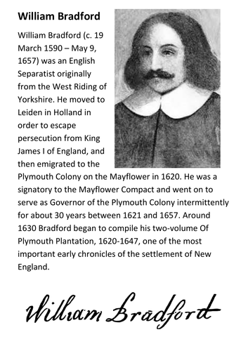 William Bradford Handout | Teaching Resources