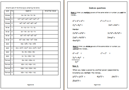 GCSE maths, Intro to algebra, Collect and simplify terms, expanding ...