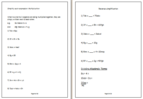 GCSE maths, Intro to algebra, Collect and simplify terms, expanding ...