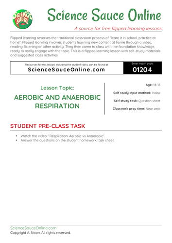 FLIPPED LEARNING: Aerobic and Anaerobic Respiration | Teaching Resources