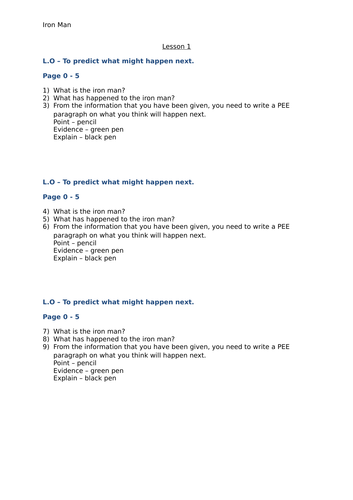 Whole Class Guided Reading - Ted Hughes, The Iron Man | Teaching Resources