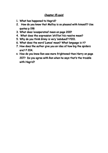 Harry Potter and the chamber of secrets - Whole Class Guided Reading ...