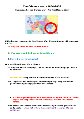 Crimean War for OCR's War and Society unit - Modern World A | Teaching ...