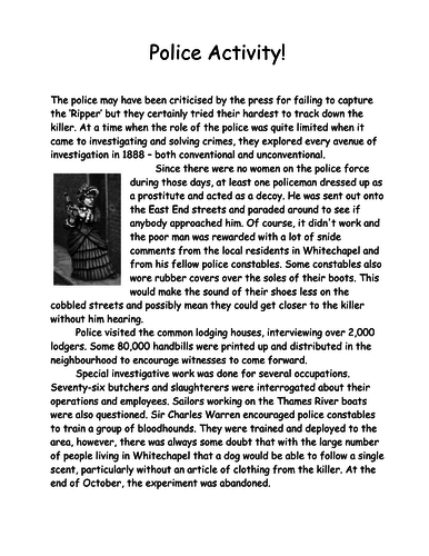 Crime and Punishment Jack the Ripper Police and Media Edexel Lesson ...