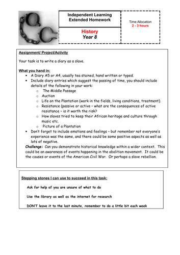 KS3 History. Differentiated extended homework - Slave Trade. | Teaching ...