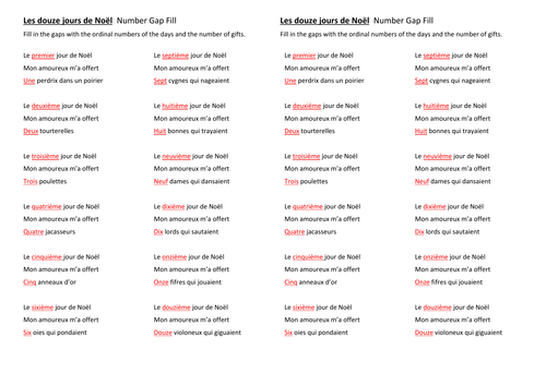French Christmas Song: Les Douze Jours de Noël | Teaching Resources