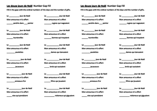 French Christmas Song: Les Douze Jours de Noël | Teaching Resources