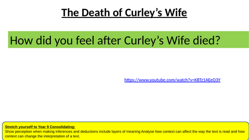 Death of Curley's Wife lesson. Of Mice and Men Chapter 5 | Teaching ...