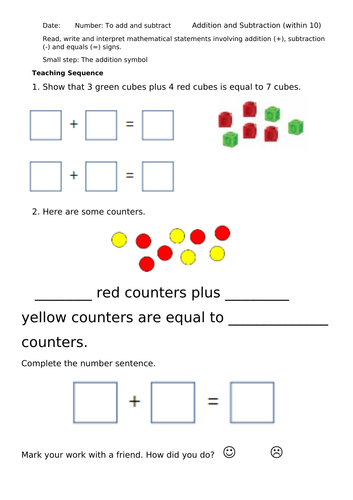 Year 1 Autumn Term Mastery Maths Planning Addition Block 2 Week 1 ...