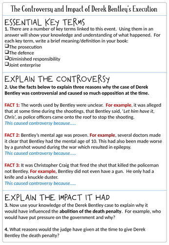 Derek Bentley Execution - Crime & Punishment - GCSE History Edexcel - Lesson 26 | Teaching Resources