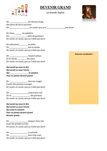 Devenir grand - La Grande Sophie - activités pour travailler l ...
