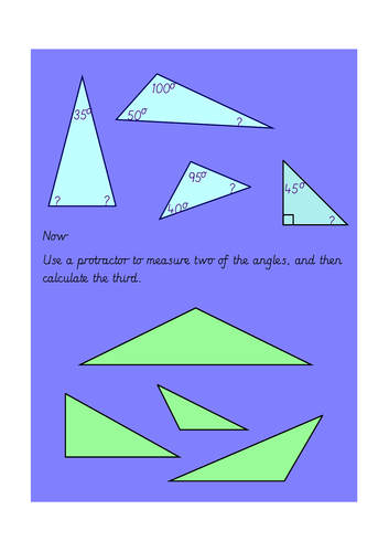 Measuring and Calculating Unknown Angles in A Triangle | Teaching Resources