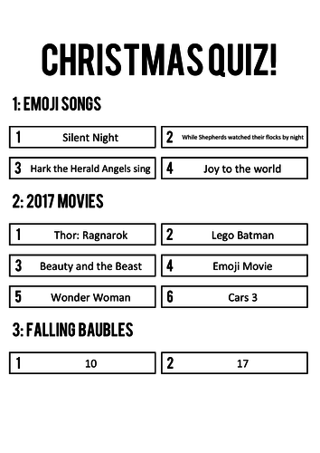 Christmas Quiz 2017 | Teaching Resources