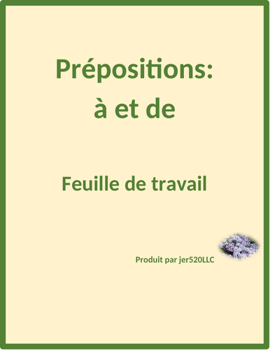 Prépositions (Prepositions in French) Worksheet 4 | Teaching Resources
