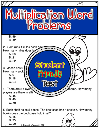 Multiplication (1-9) Word Problems Test | Teaching Resources