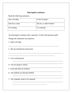 Interrogative Sentences Worksheet | Teaching Resources