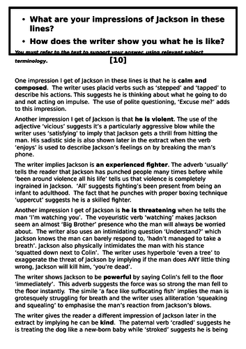 EDUQAS GCSE English Language Paper 1 - 'IMPRESSIONS' question ...