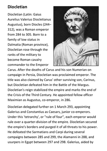 Diocletian Handout | Teaching Resources