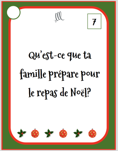 French Christmas Question Cards - 30 French Christmas Speaking Prompts ...