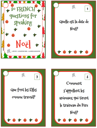French Christmas Question Cards - 30 French Christmas Speaking Prompts ...