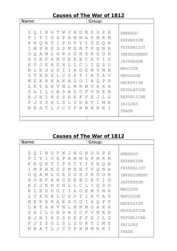 The War of 1812 - Causes Activity Sheets | Teaching Resources