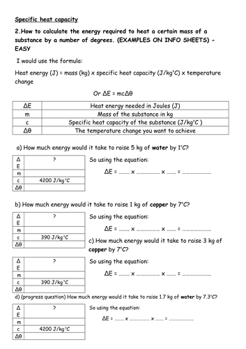 GCSE Physics (AQA focus): Specific heat capacity - 2 lessons | Teaching ...