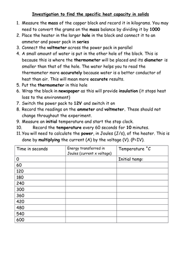 GCSE Physics (AQA focus): Specific heat capacity - 2 lessons | Teaching ...