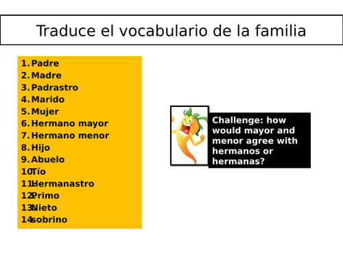 KS3 Spanish - Familia/ relationships- writing, listening focus ...