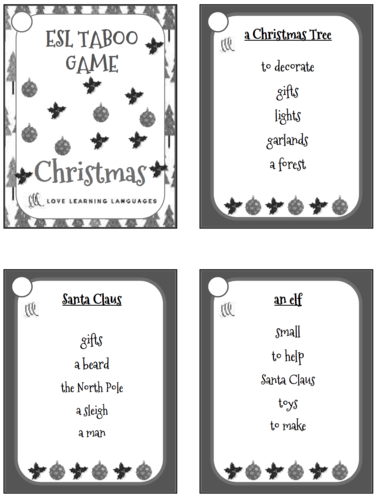 Christmas - ESL - ELL Taboo Speaking Game - American English | Teaching ...