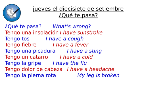 Spanish - me duele/duelen + body parts and health advice | Teaching ...