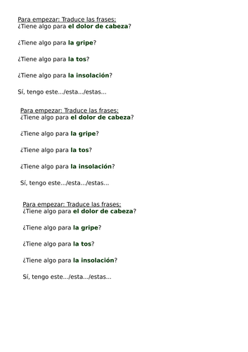 Spanish - me duele/duelen + body parts and health advice | Teaching ...