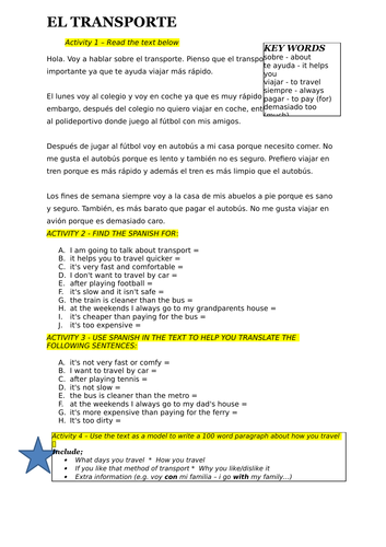 Spanish - el transporte/ LLEGAR/ buying a ticket dialogue/ past tense ...