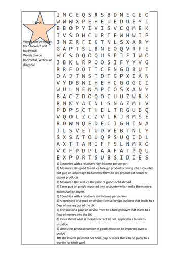 Edexcel GCSE Business Studies topic 3.5 key words wordsearch | Teaching ...
