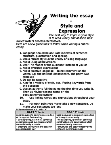 Critical Essay Skills | Teaching Resources