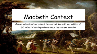 Macbeth Context (cover lesson) | Teaching Resources