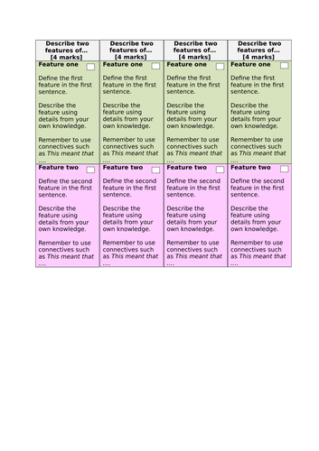 EdExcel Structure Strips - Paper 2 Describe 2 features and How far do ...