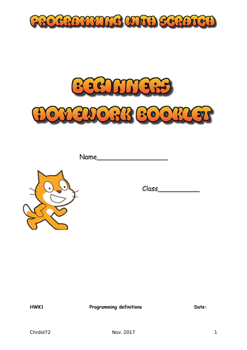 Scratch beginners homework booklet | Teaching Resources