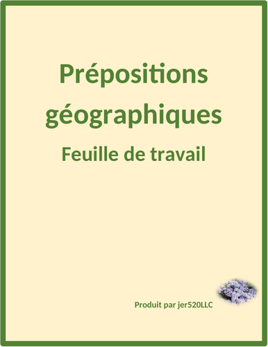 Prépositions géographiques French Worksheet 3 | Teaching Resources