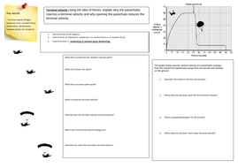 GCSE 9-1 Terminal velocity worksheet | Teaching Resources