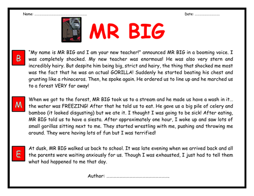 YEAR 2 CREATIVE WRITING - MR. BIG! | Teaching Resources