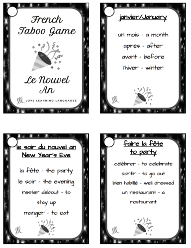 French New Year's Day Taboo Game - Nouvel An Français | Teaching Resources