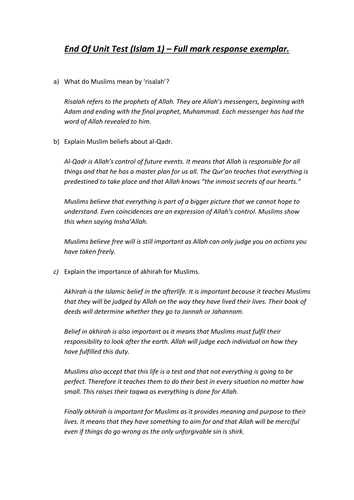 Eduqas GCSE RS Component 3 - Islam - 'Beliefs and Teachings' Worksheets ... Eduqas GCSE RS Component 3 - Islam - 'Beliefs and Teachings' Worksheets ...