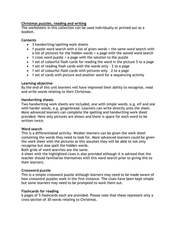 Christmas English ESL literacy activities | Teaching Resources