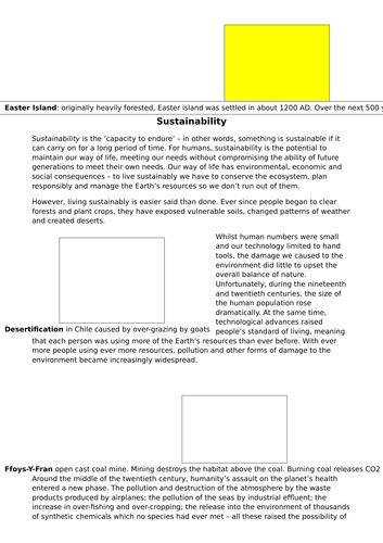 SUSTAINABILITY Lesson 1 - What is sustainability? (Waste, food. water ...
