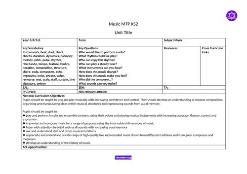 Medium Term Plan Templates | Teaching Resources