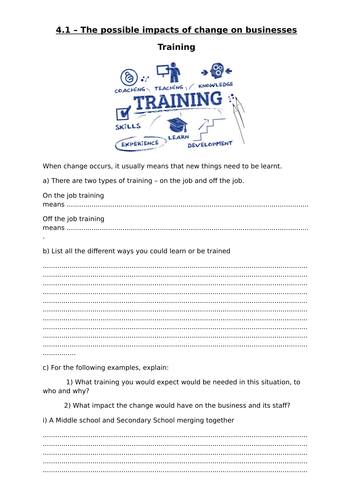 CTEC Business Level 3 - Unit 15 - Topic 4.1 - Impacts of change on ...