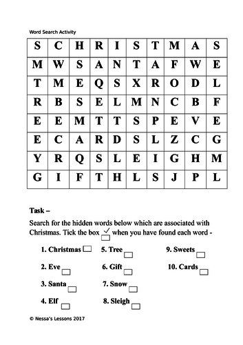 Christmas word search activity | Teaching Resources