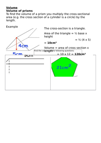 Volume of Prisms | Teaching Resources
