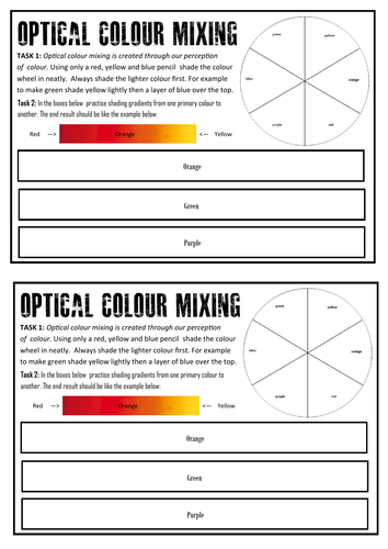 Optical colour mixing sheet - Practice with coloured pencils | Teaching ...